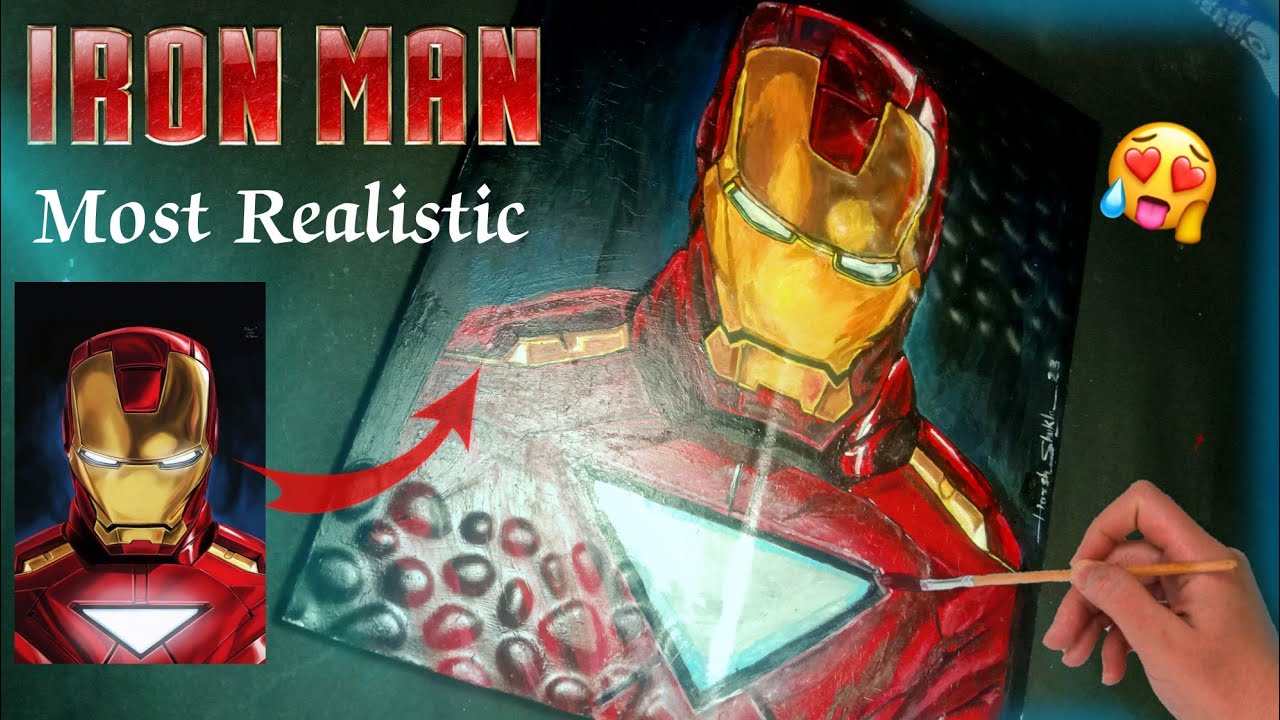 Iron man drawing with acrylic colours 🔥Most realistic😍#ironman#drawing# ...