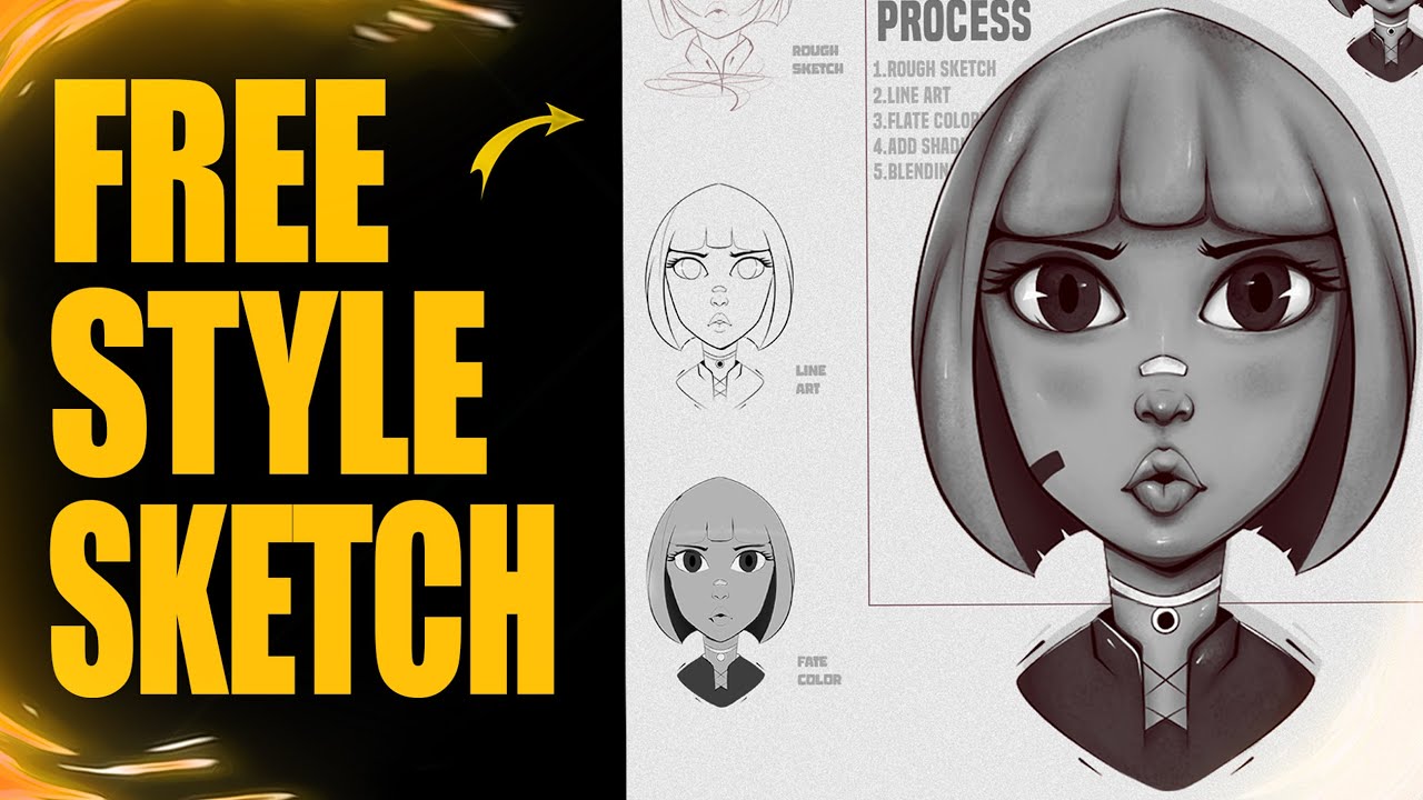 Digital freestyle sketch.TUTORIAL must watch.Adobe Photoshop adobe ...