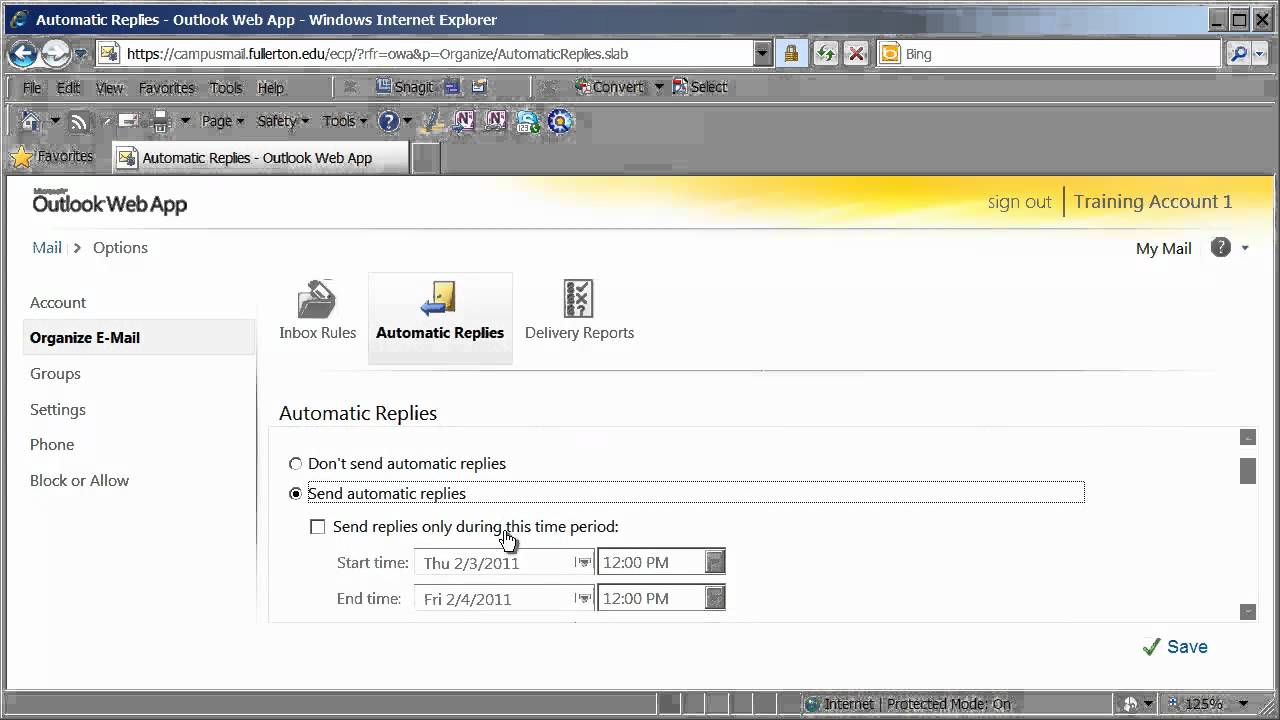 Setting Your Out Of Office Message In Outlook Anywhere - YouTube