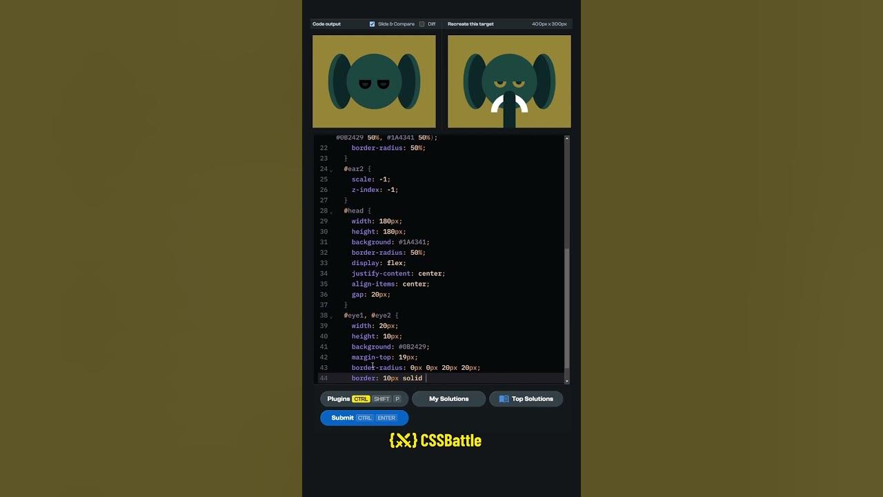 Css Battle 71 Elephant Solution Cssbattle Codingshorts Coding Css Challenge Youtube