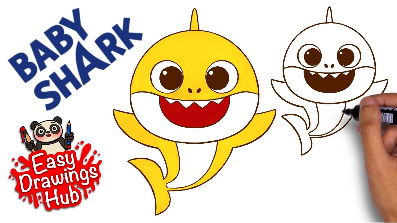 How to draw Baby Shark in 3 minutes - Easy Drawing - YouTube