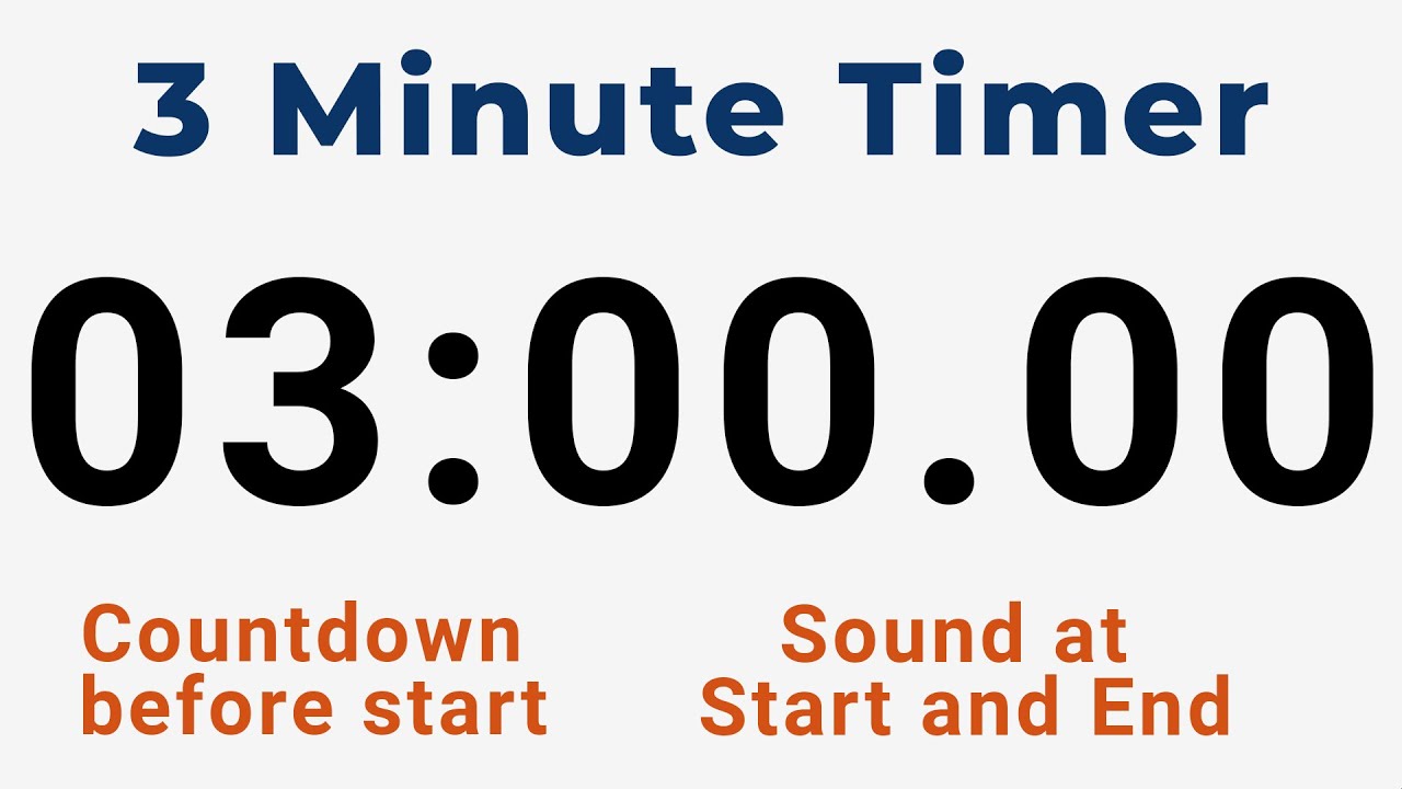 3 Minute Timer – With Pre-Start Countdown and Sound - YouTube