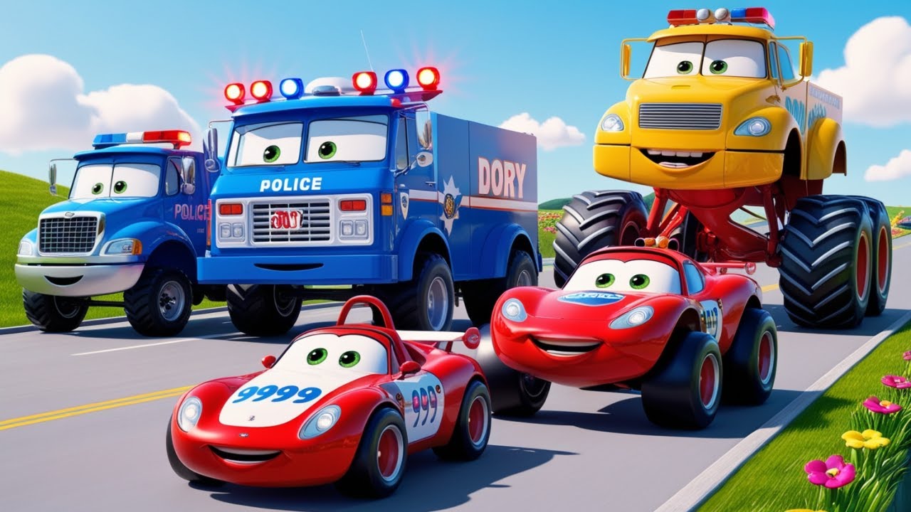 LONG CARS vs SPEEDBUMPS - Big & Small Mcqueen with Spinner Wheels vs ...