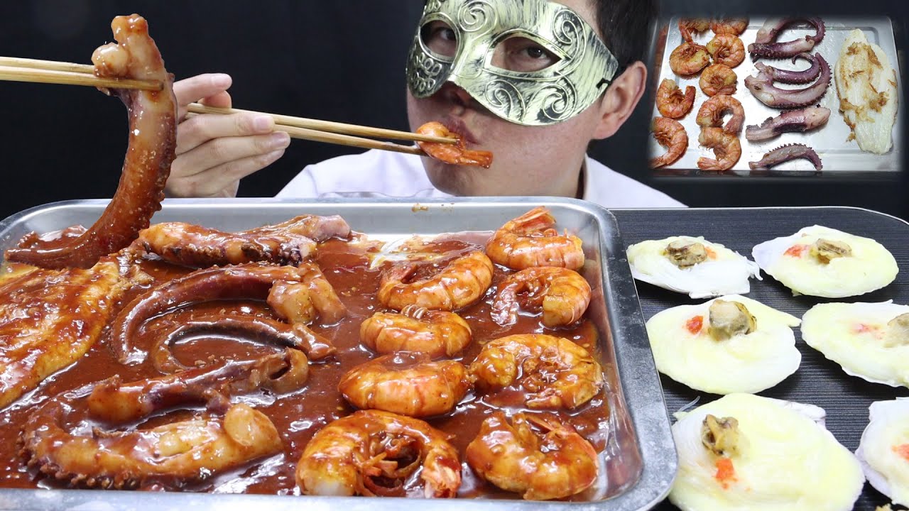 Eat broadcast: squid tendrils, vermicelli scallops, big red prawns ...