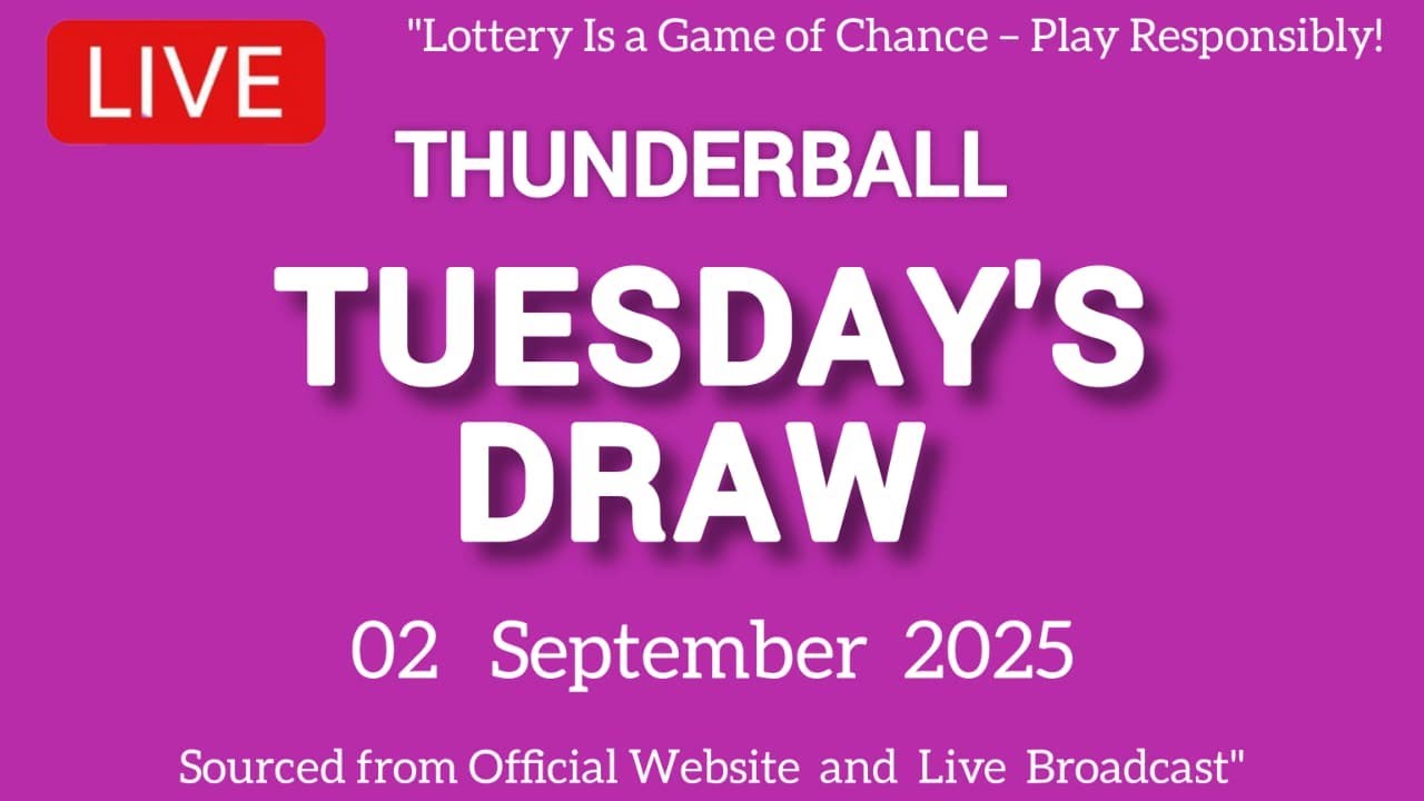 National Lottery Thunderball draw live tonight results from Tuesday 02 ...