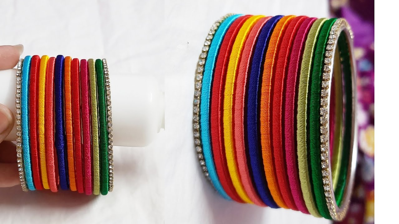 handmade silk thread bangles design !!diy craft!!easy design!! silk ...