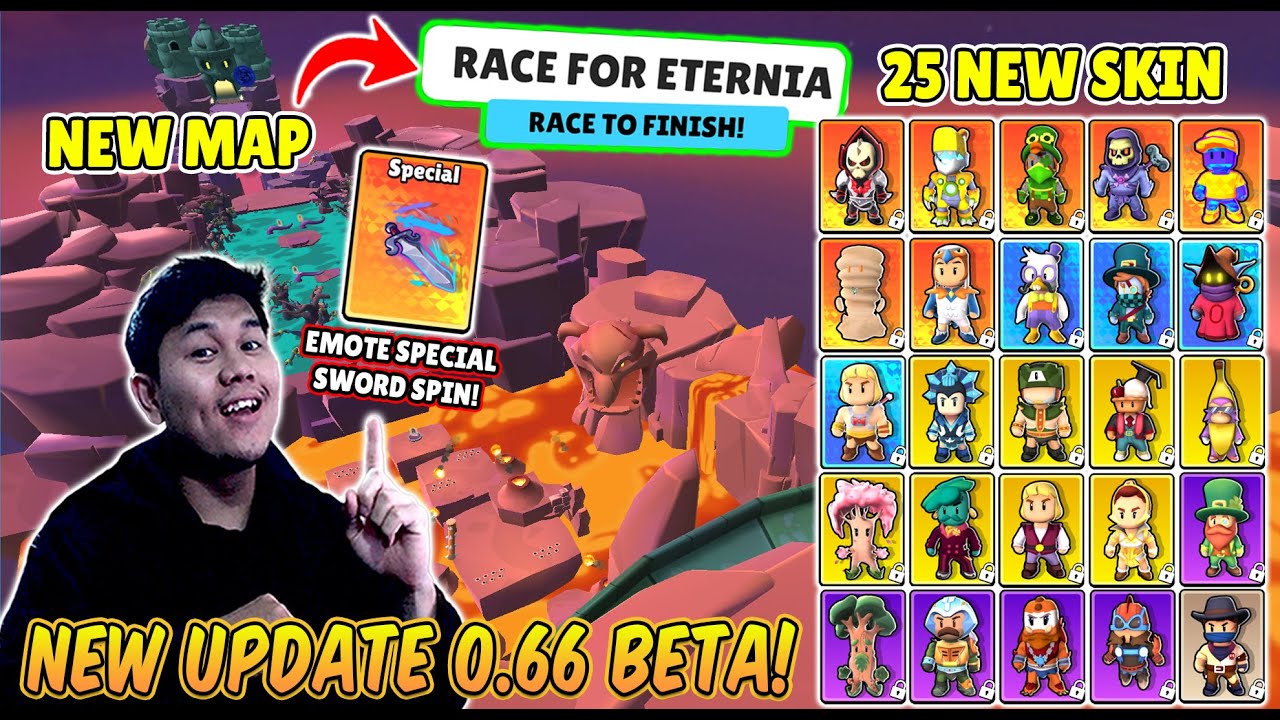 NEW BIG UPDATE 0.66 BETA! 1 MAP RACE TERBARU, 25 NEW SKIN & EMOTE SPECIAL SWORD SPIN! - YouTube