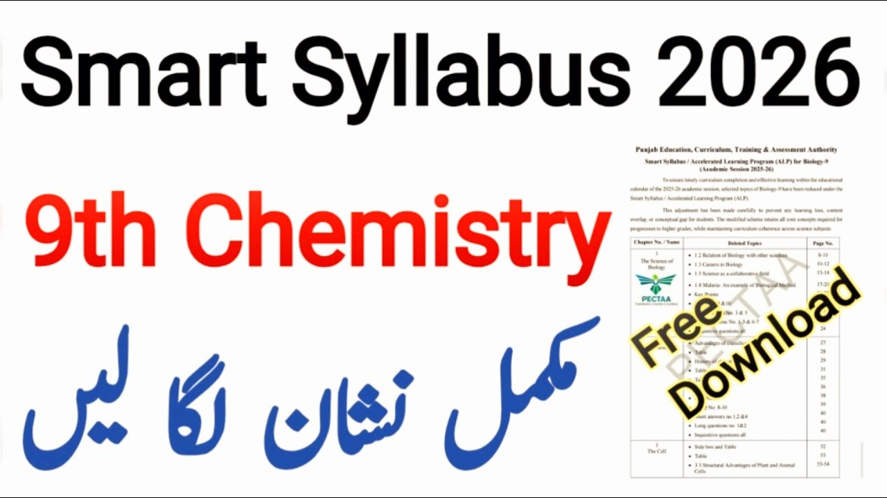 9th Class Chemistry New Smart Syllabus 2025-26 | Class 9 Chemistry ...