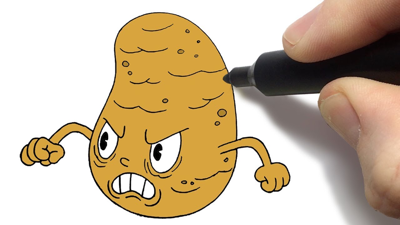 How to Draw Moe Tato from Cuphead Step by Step - YouTube