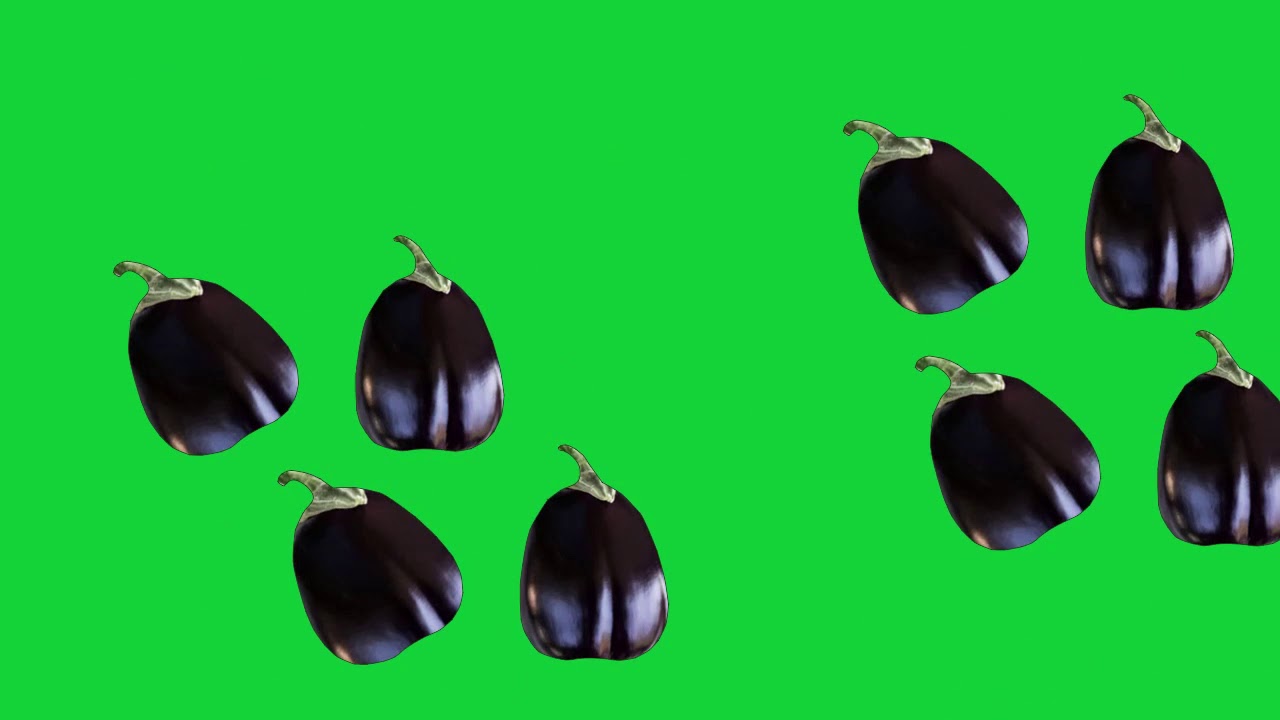 Falling ُEggplant green screen / ANIMATION ُEggplant RAIN on green ...
