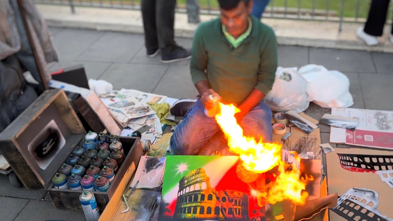 In less than 5 minutes he creates an artwork of the Colosseum || spray ...