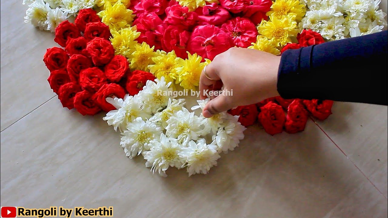 Flower rangoli for Onam l Pookolam l onam rangoli designs l Rangoli by ...