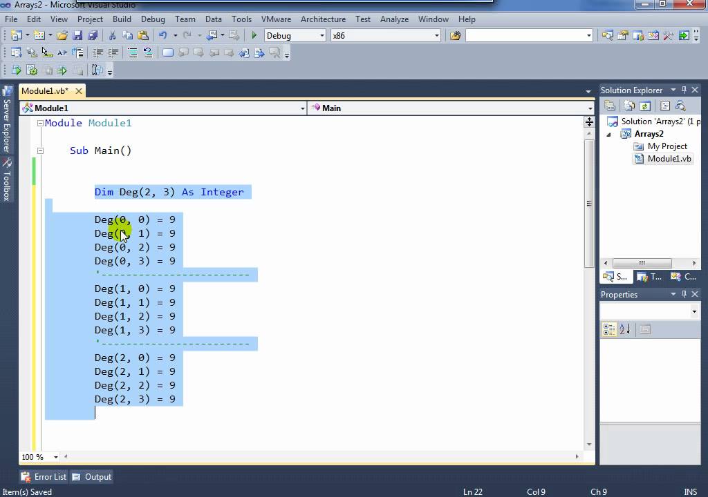 028 Arrays Multi Dimension 2010 Youtube