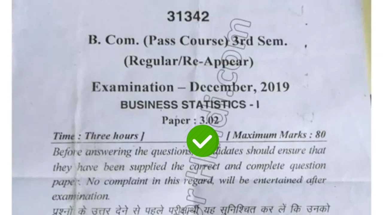 2019 IGU BCom Pass 3rd Sem Business Statistics Question Paper - YouTube