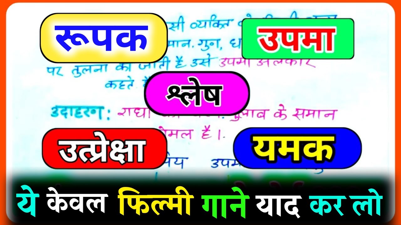 रूपक ,उपमा ,उत्प्रेक्षा,यमक, अलंकार और परिभाषा उदाहरण सहित// Rupak,Upma ...