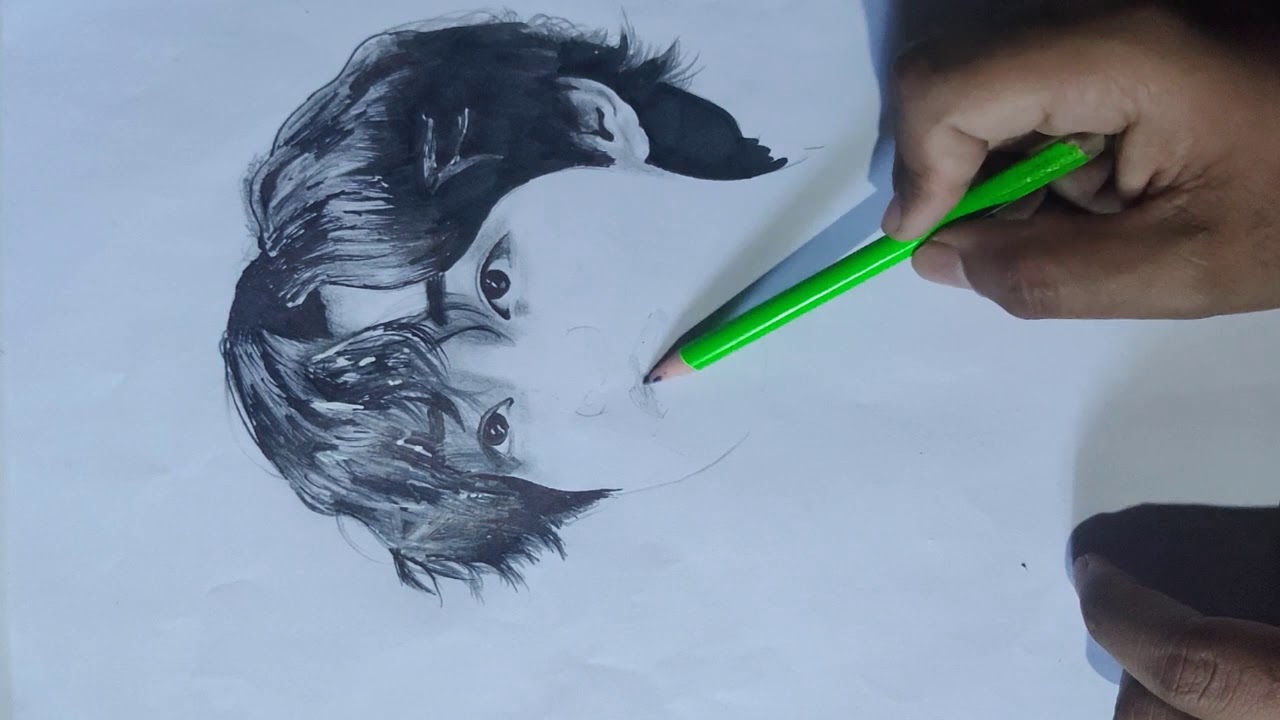 Drawing KIM TAE HYUNG From BTS - YouTube