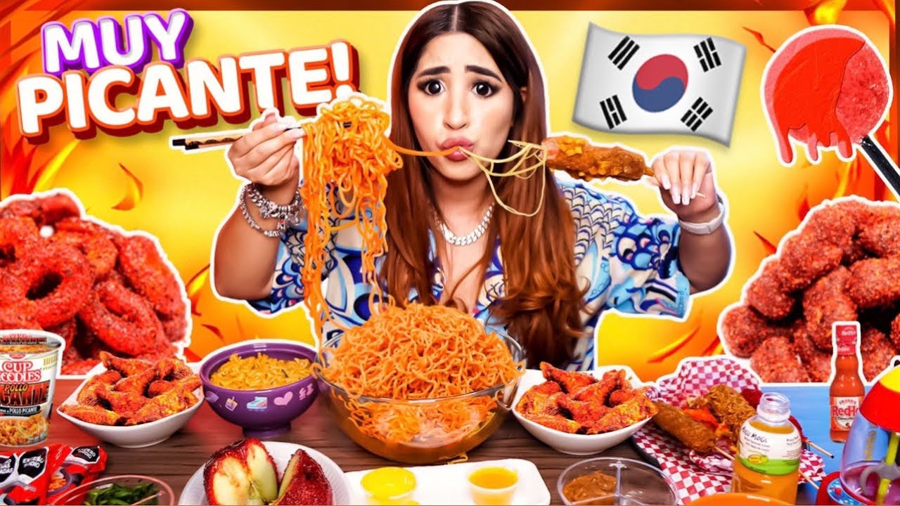 PROBÉ DE LA COMIDA COREANA MÁS PICANTE 🌶 MUKBANG 🇰🇷 Queen Buenrostro ...
