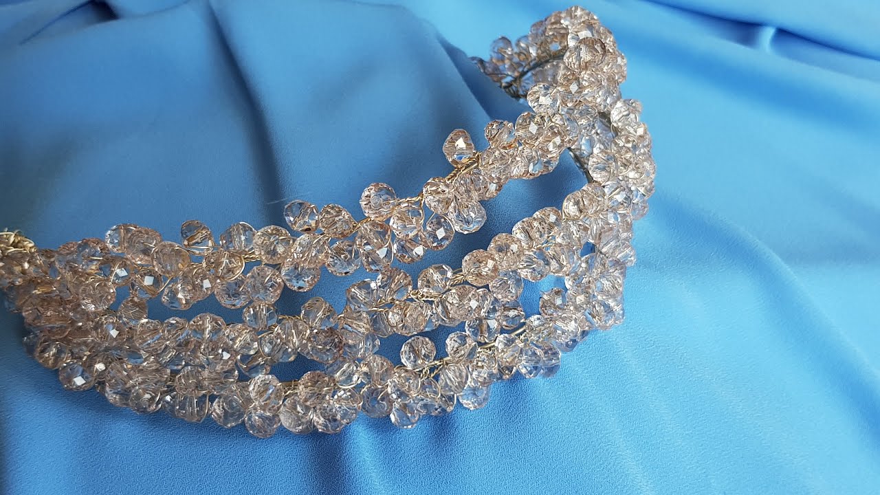 Kristal Boncuklarla Gelin Tacı Yapımı Diy Beaded Bridal Crown Youtube