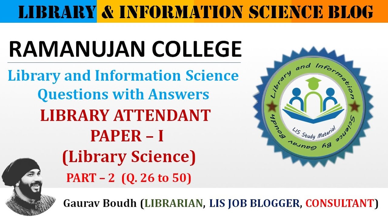 RAMANUJAN COLLEGE | LIBRARY ATTENDANT | QUESTION PAPER | ANSWER KEY ...