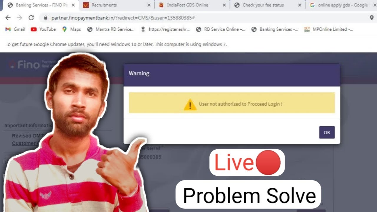 Fino Bank BC Login Problem | User not authorized to Procceed Login ...