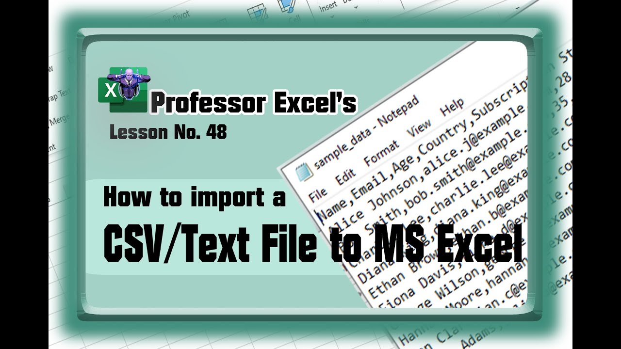 Lesson No 48 How to import a Text or CSV File in Excel - YouTube