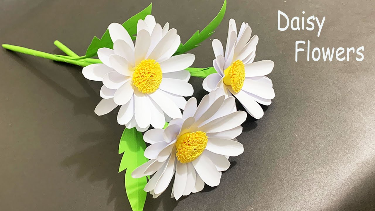 DIY Paper Daisy Flowers Making Idea! Easy Paper Daisy Flowers Craft ...