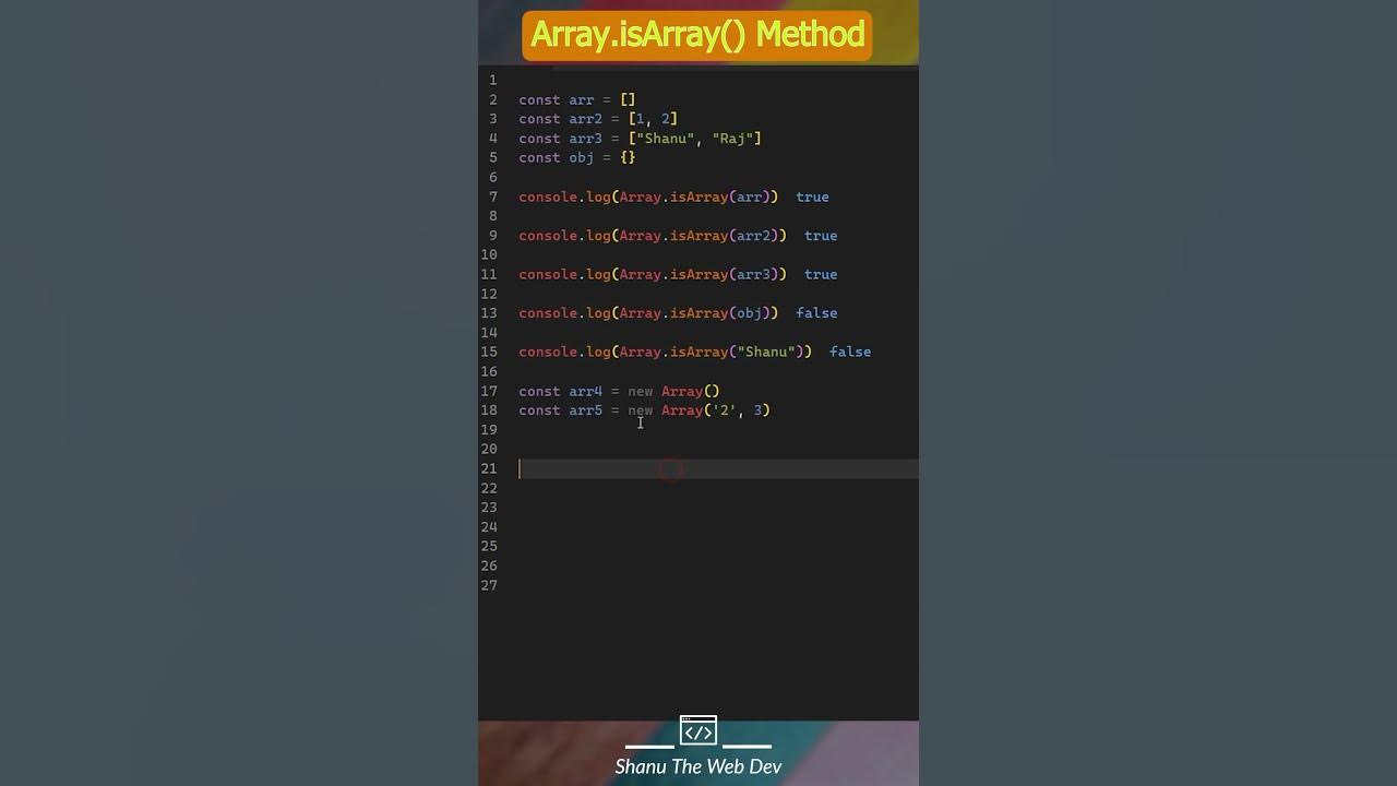 Javascript Arrayisarray Method Javascript Js Array Arrayjavascript Includes Youtube