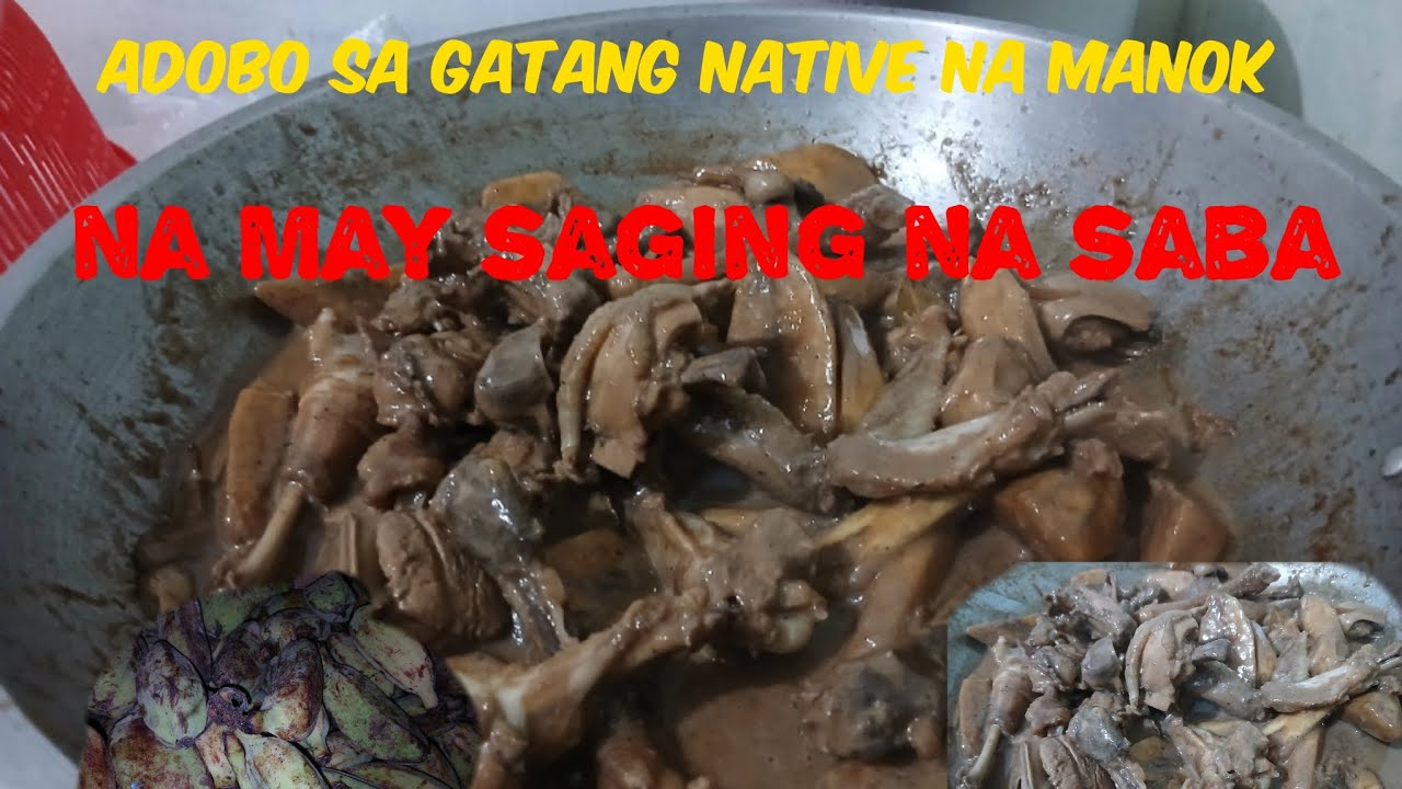 Cooking adobo sa gatang native chicken with saging na saba #Cooking # ...