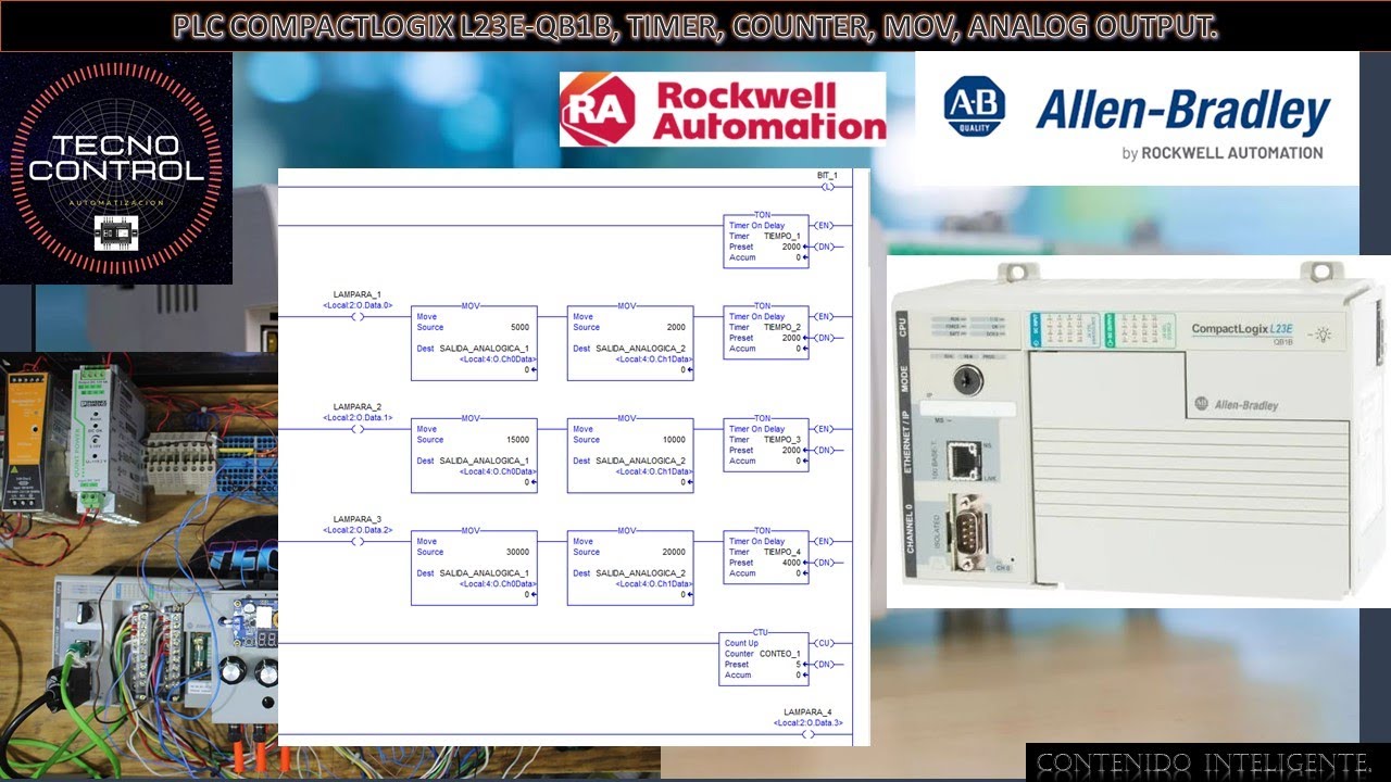 04-PLC COMPACTLOGIX L23E-QB1B, TIMER, COUNTER, MOV, ANALOG OUTPUT ...