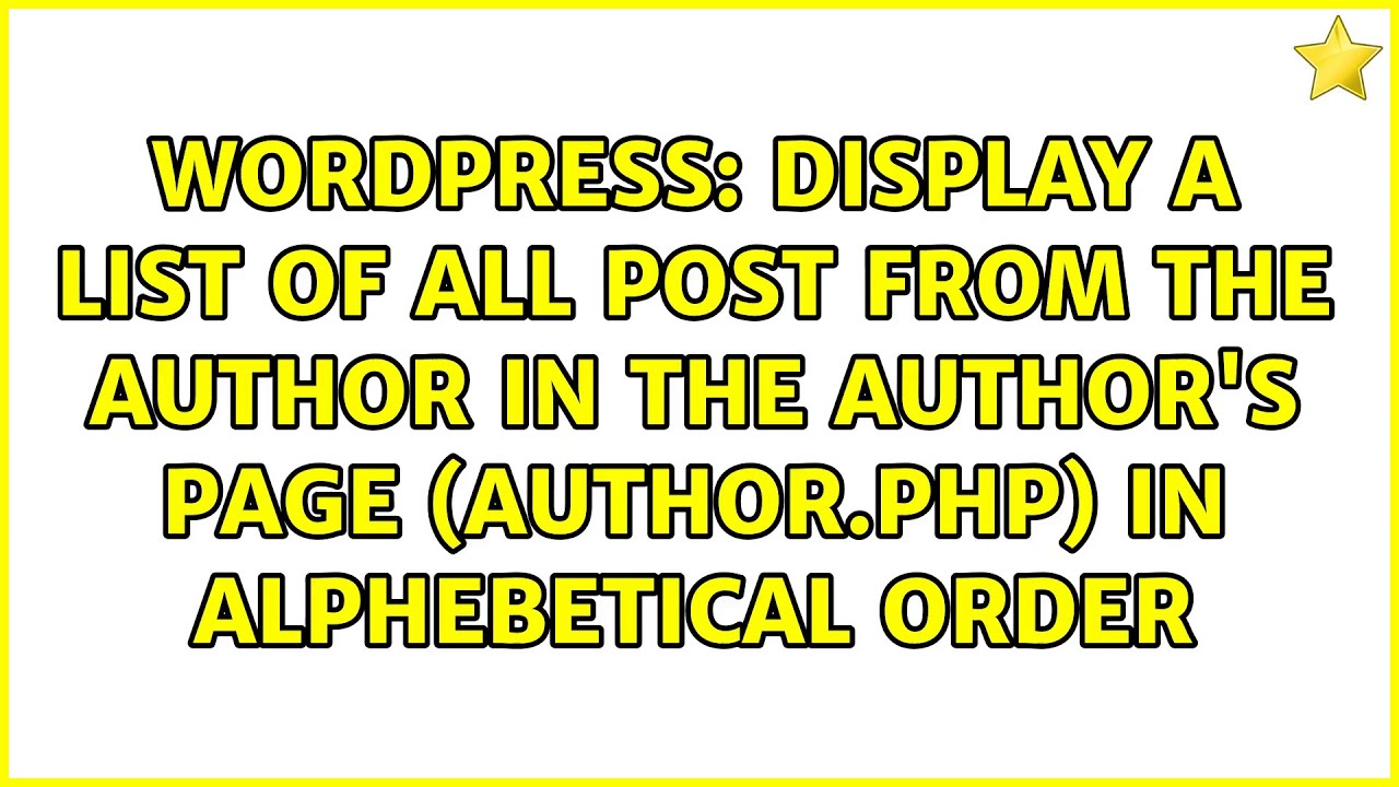 Display a list of all post from the Author in the author's page (author ...