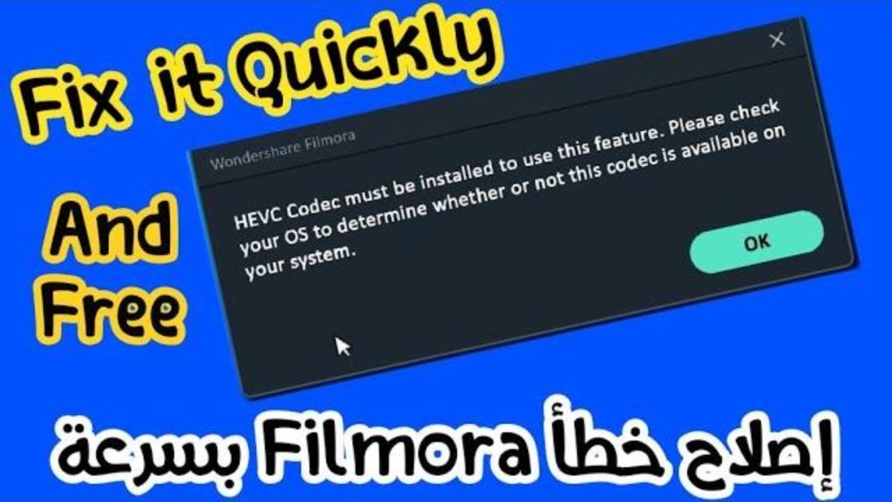 HEVC Codec Filmora Very Quick FIX Free - YouTube