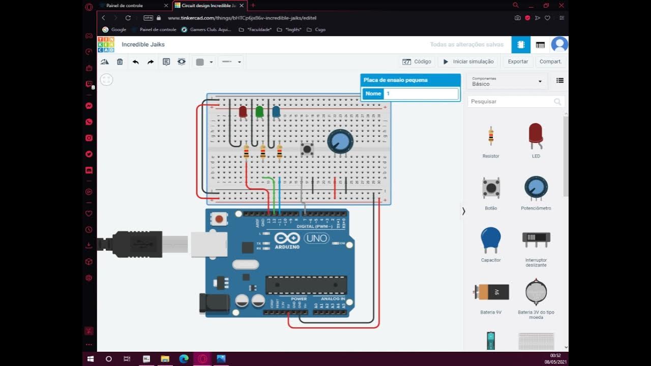A1 Arduino Ex04 - LEDs, Potenciômetro e Botões - YouTube