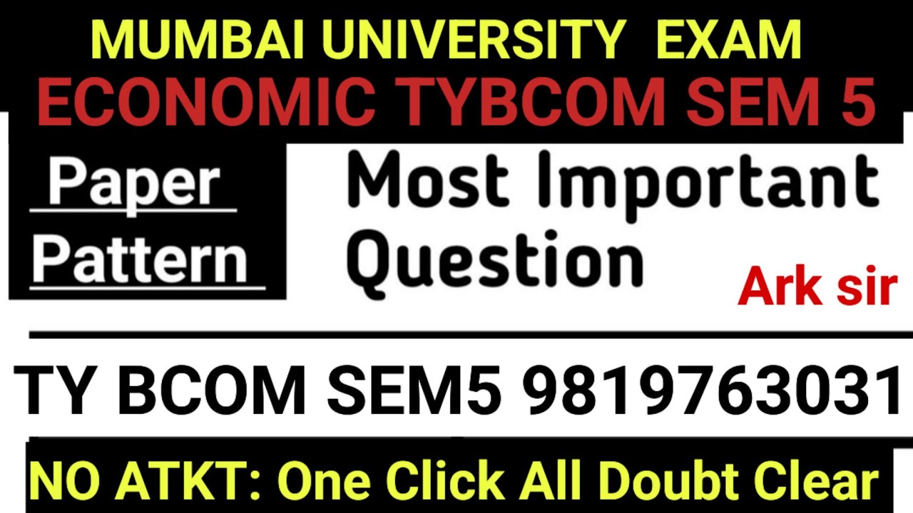 2024 Dec Mumbai University Economic Important QUESTION TyBcom sem 5 ARK sir Idol Exam - YouTube