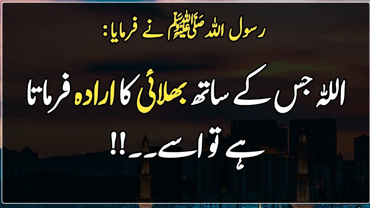 Hadees e nabvi saw| Deen | اللہ جس کے ساتھ بھلائی کا ارادہ فرماتا ہے تو ...