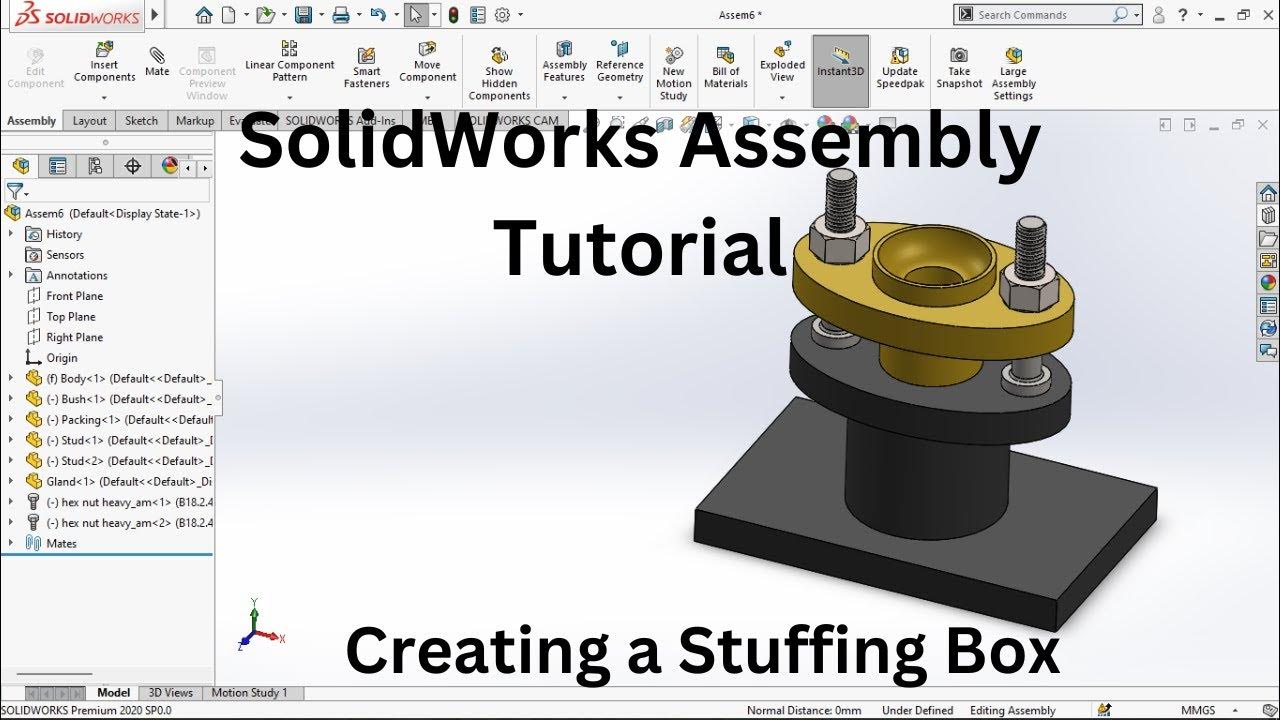 SolidWorks Tutorials for Beginners | Assembly Tutorial | Creating a Stuffing box - YouTube