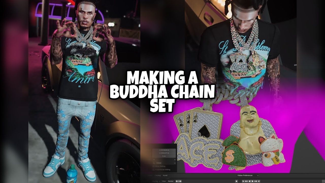 Making A Iced Out Buddha Chain Set In GTA 5 RP (FiveM) | Blender 3D ...