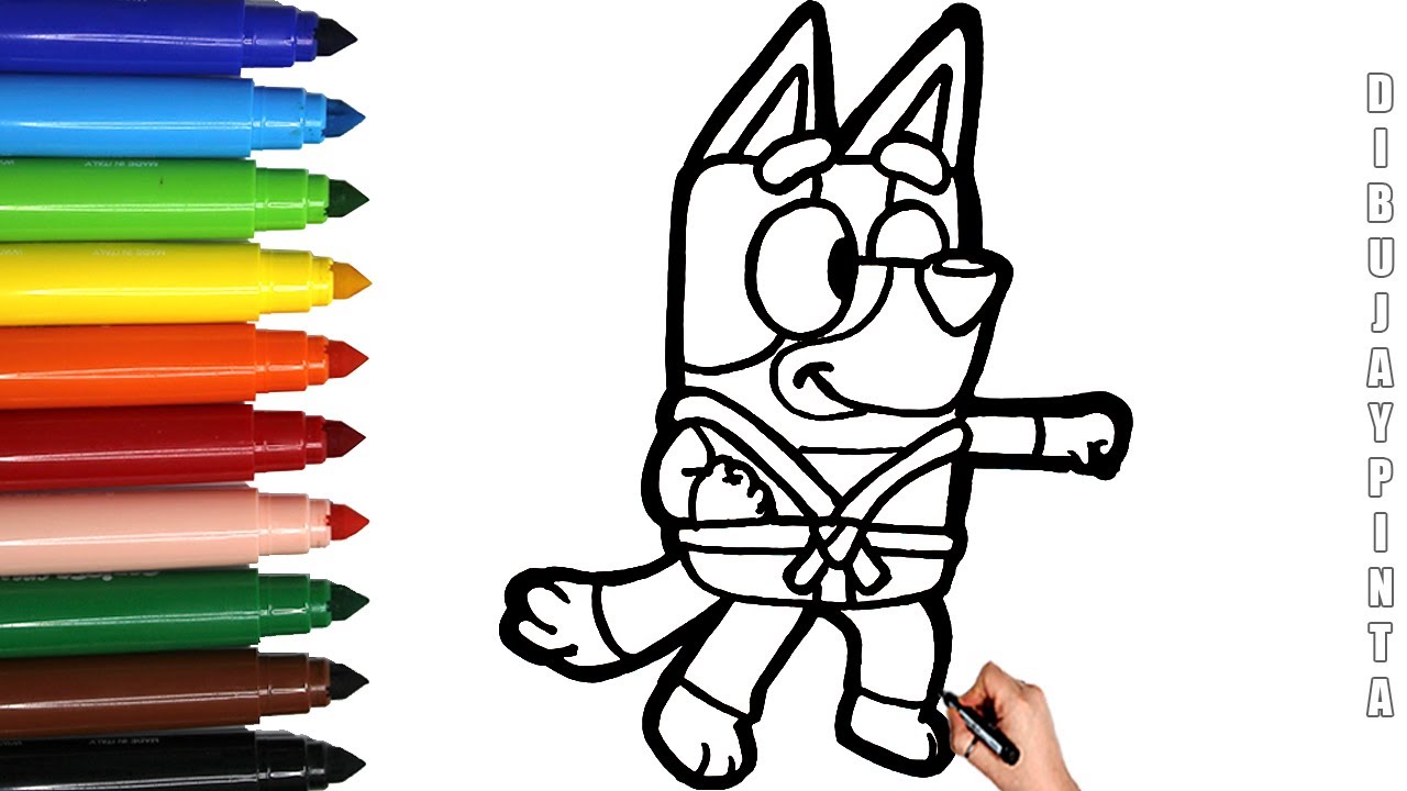 Dibuja y Colorea a BLUEY DE KARATE | Cómo Dibujar Bluey 🐶🥋 🌈 Dibujos ...