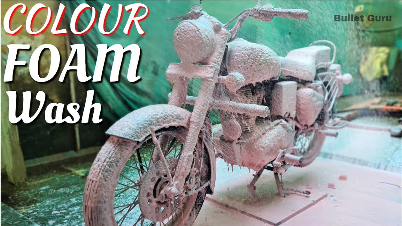 Colour FOAM WASH 💦 On BULLET 350 | Awesome Shine & Detailing 😍 - YouTube