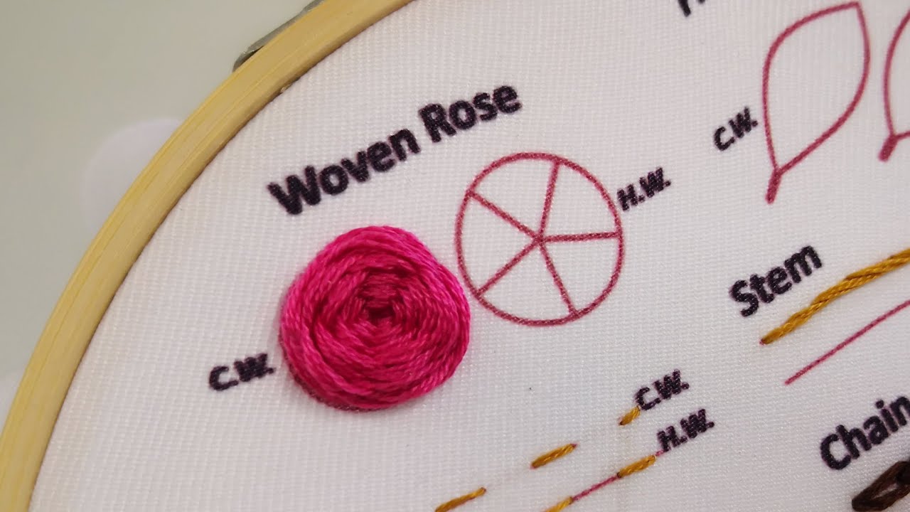 Woven rose stitch - Embroidery course - YouTube