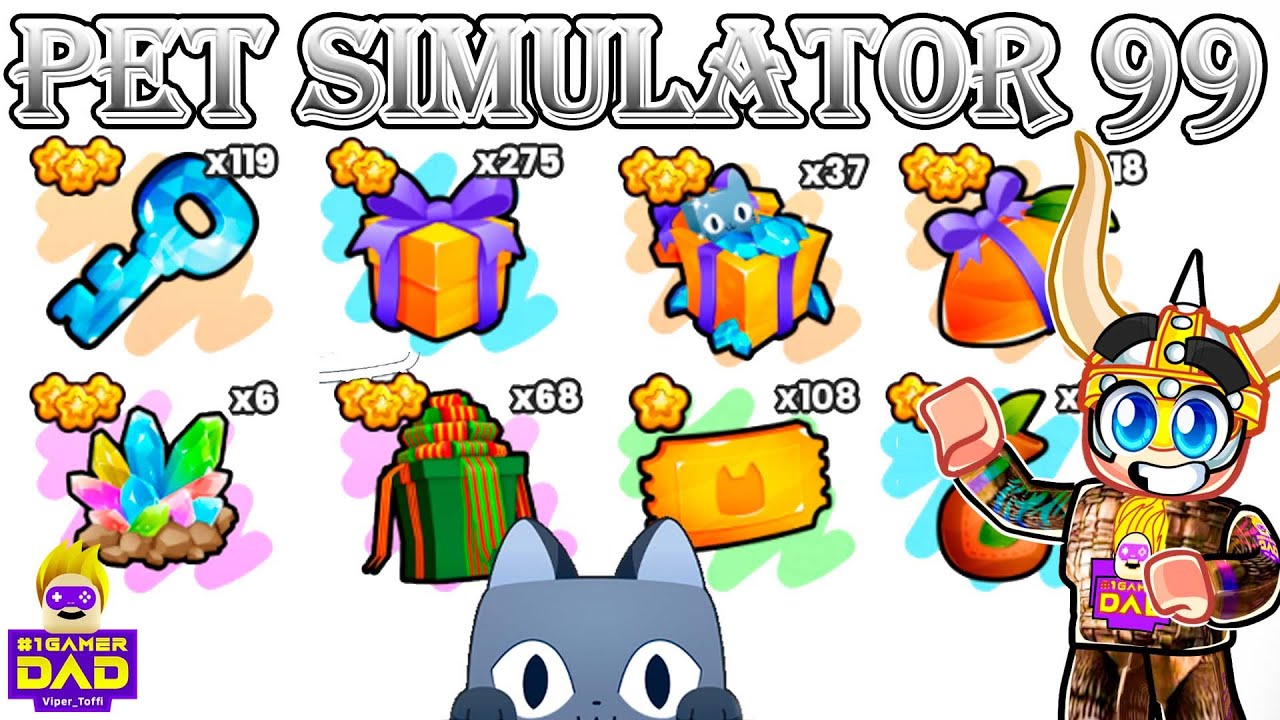 Opening hundreds of gifts key and more in Pet Simulator 99 to try get ...