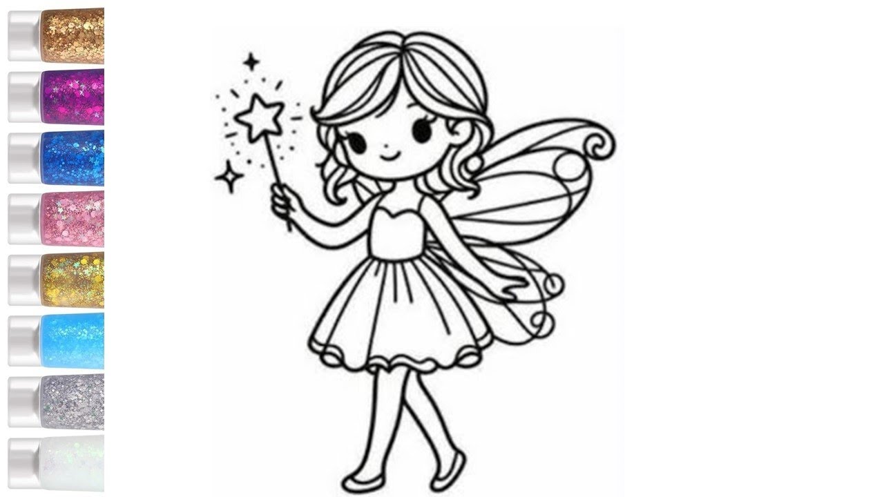 Cute Fairy Drawing, Painting And Coloring For Kids And Toddlers | Let's ...