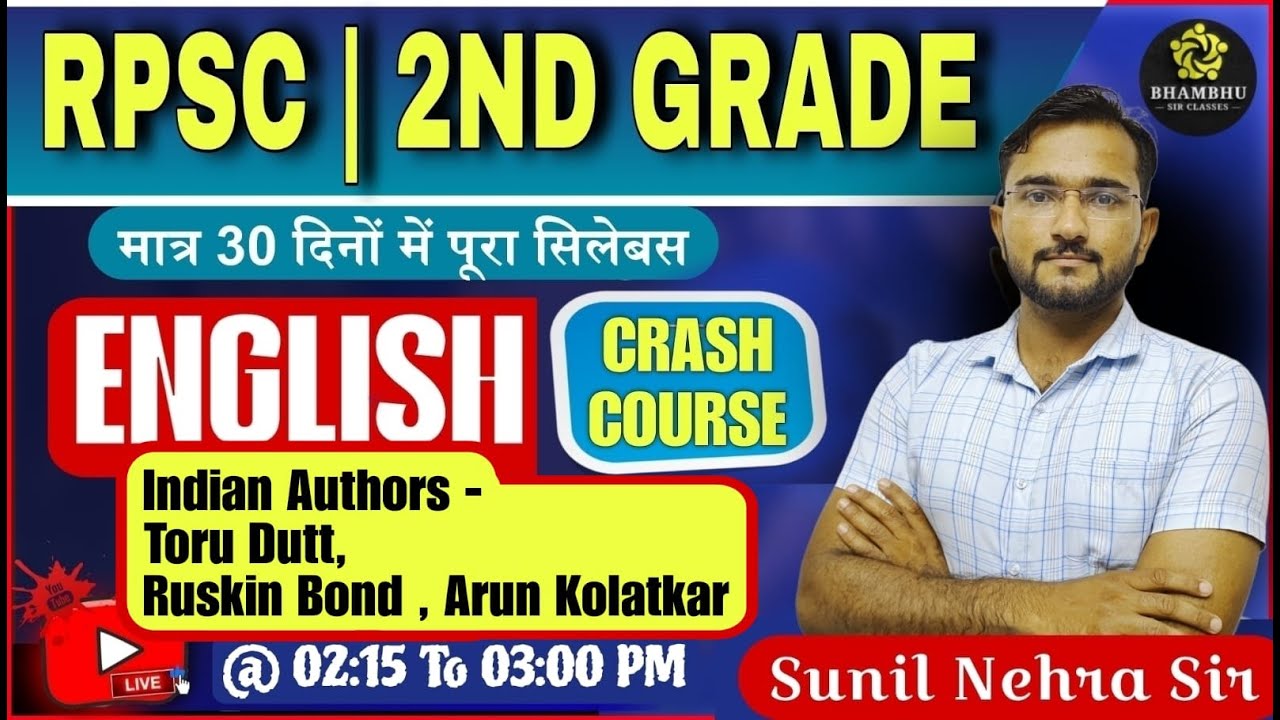 RPSC 2nd Grade Revision| Indian Authors :-Toru DuttRuskin Bond Arun ...
