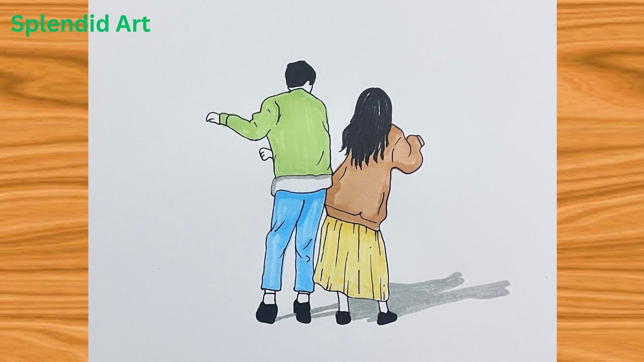 Lovers drawing easy | Couple drawing-Splendid Art - YouTube