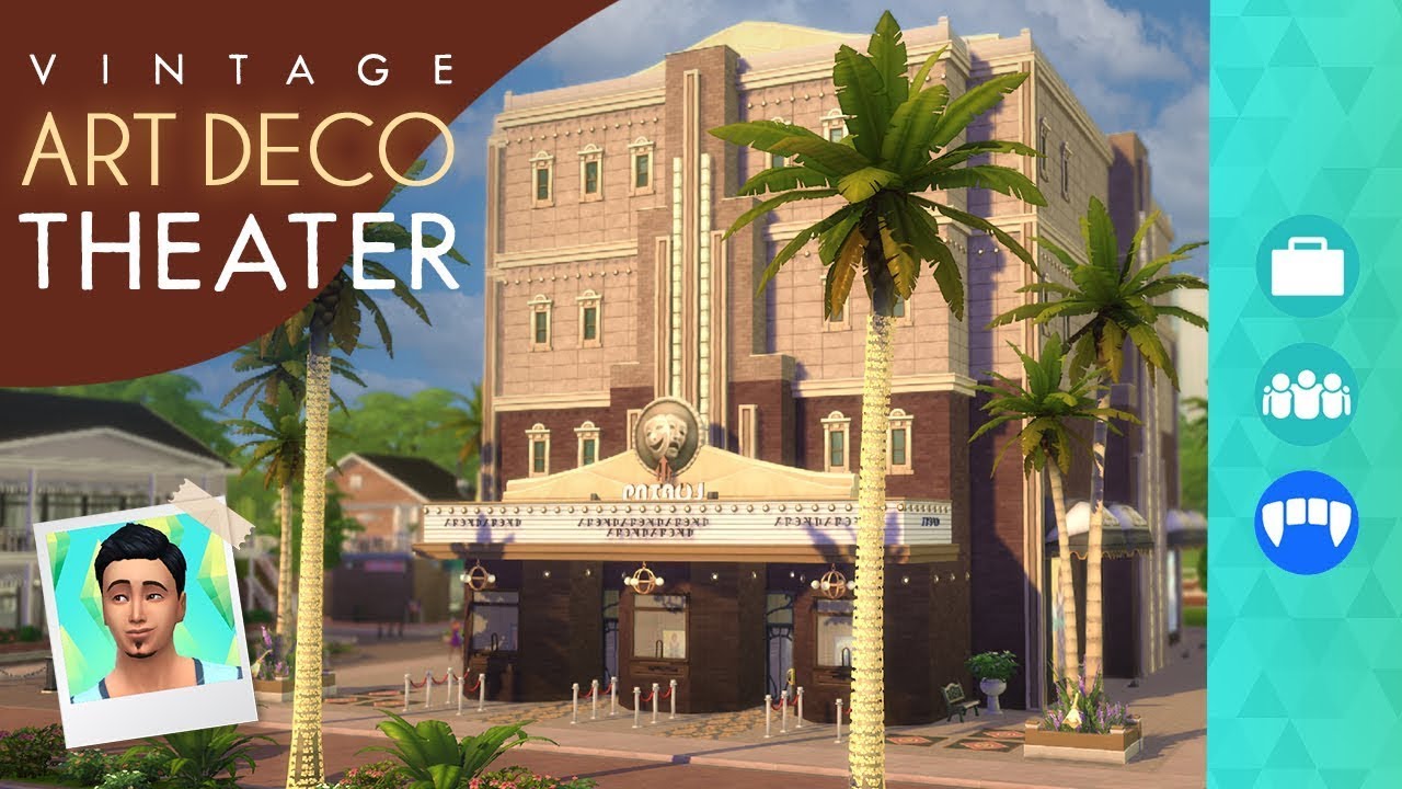 Vintage ART DECO Opera Theater! Sims 4 Build Tour (No CC or Mods) - YouTube
