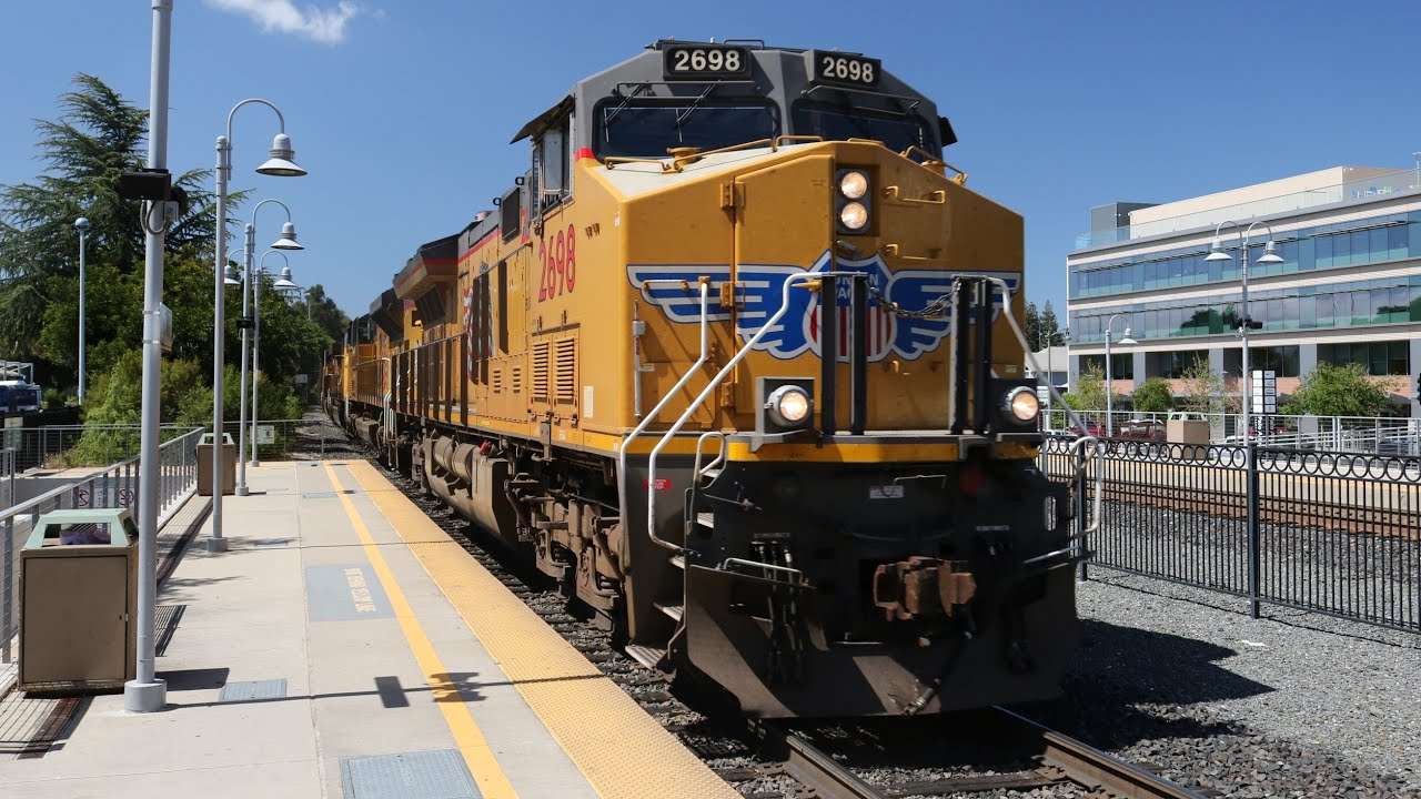 Union Pacific Dirty Dirt Train - Palo Alto Caltrain Station - YouTube