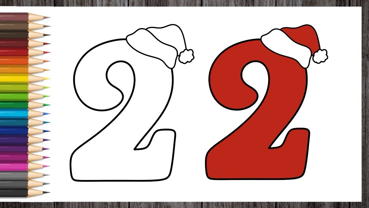 How to Draw Christmas Number Two Easy For Kids | Cute Little Drawings ...