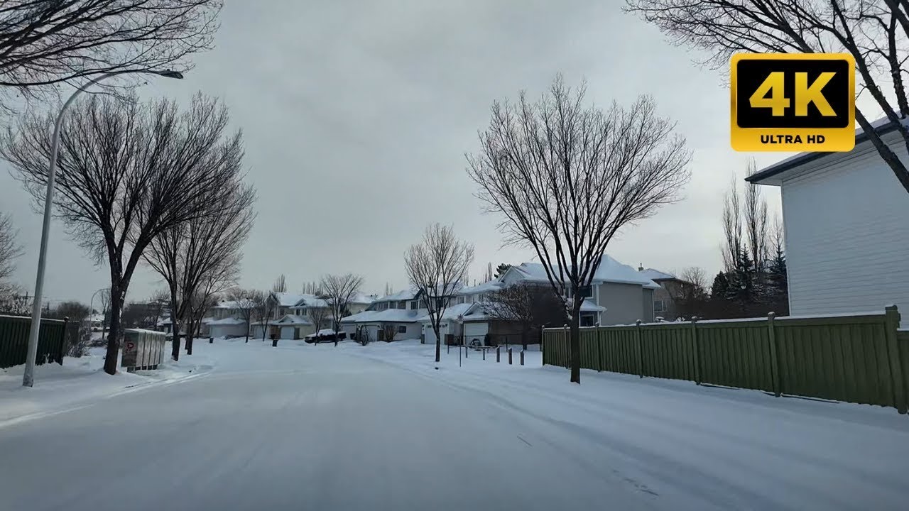 4K Driving Winter Snowfall Edmonton, Canada - South Side Edmonton - YouTube