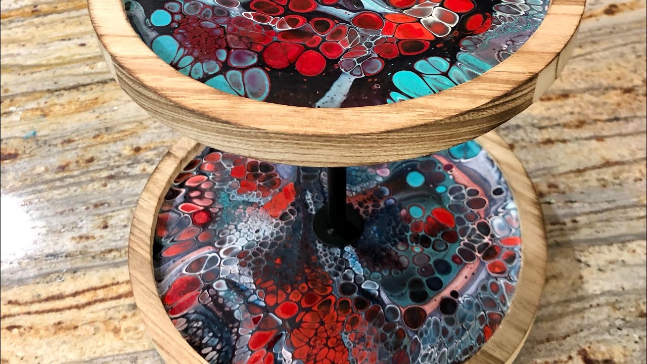 286. Paint Pouring: Double The Fun On A Two-Tiered Tray /acrylic ...
