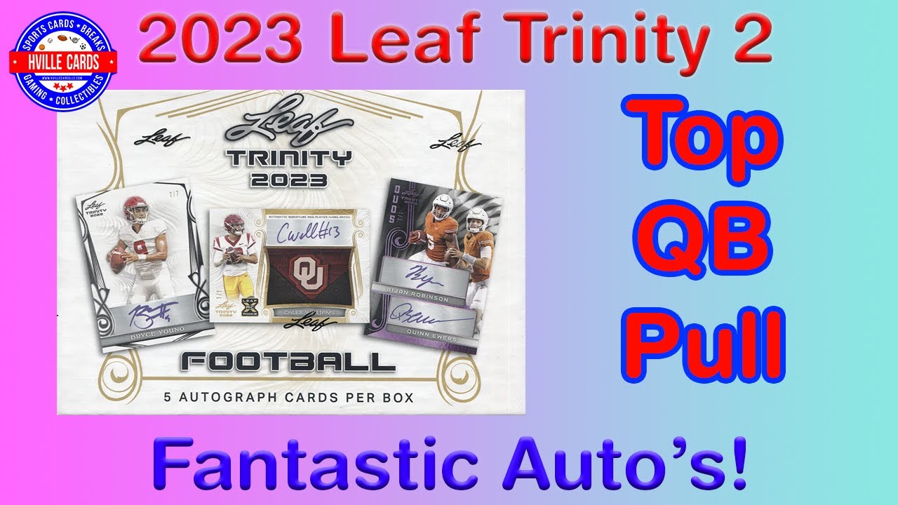 What a QB Auto Pull!!! 2023 Leaf Trinity Football Hobby Box - YouTube