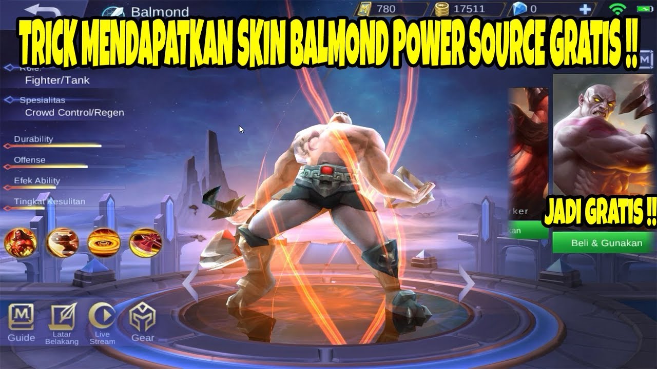 TRICK MENDAPATKAN SKIN BALMOND POWER SOURCE GRATIS !! - YouTube